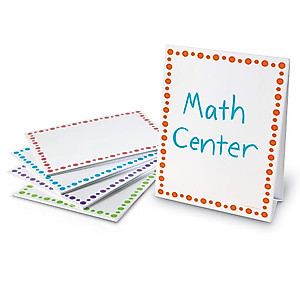 Learning Resources Write & Wipe Center Signs, Set of 5,9 L x 12 W in
