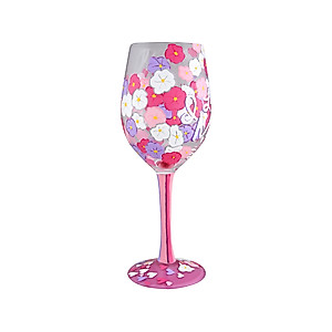 Enesco Wine Glass I Love You Mom, STD, Multicolor