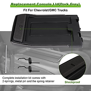 SCITOO Auto Dark Grey Center Console Lid Kit Replacement fit for 2001-2007 for GMC Sierra for Chevrolet Silverado