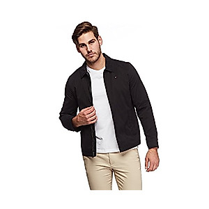 Tommy Hilfiger Men's Lightweight Microtwill Golf Jacket (Standard and Big & Tall), Deep Black, Large