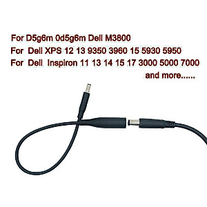 Tip Adapter Converter Cable for Dell 45w 65w 90w, Dongle Tip Connector Charging Converter Adapter Cord Power Supply Cable for Dell Laptop for D5g6m 0d5g6m XPS 12 13 Inspiron 11 13 14 15 17 - 2Pack