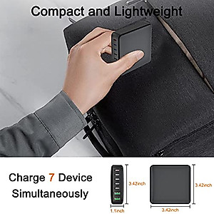 USB C Charger, 185W 7-Port USB C Charging Station with 5 USB-C Ports +2 USB-A Ports, USB C Wall Fast Charger for MacBook Pro/Air,iPhone 14/13/Mini/Pro/13Pro Max/12 Samsung Galaxy and More