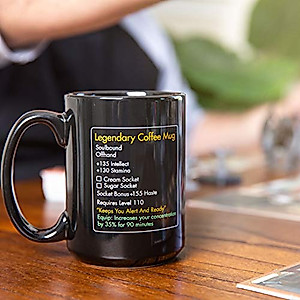 MMO Mug - Legendary Coffee Mug Level 110 - Large Ceramic Black Coffee Mug 15oz - Gaming, Gamer Cup
