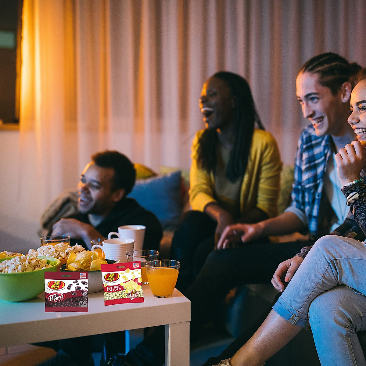 Needzo Movie Night Snack Mix Soda and Buttered Popcorn Jelly Beans, Gourmet Chewy Candy for Boys or Girls, Shareable Bagged Candies, Pack of 2