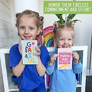 24 Colorful Teacher Thank You Cards From Student - Teacher Gift Card Teacher Appreciation Cards Bulk, Thank You Teacher Cards From Student, Bulk Thank You Cards For Teachers Appreciation Cards