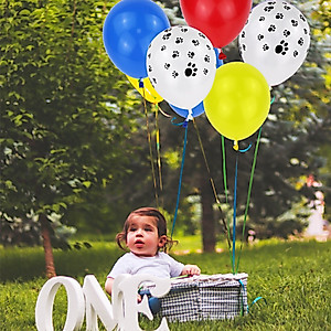 Holicolor 100pcs Paw Patrol Balloons Colorful Latex 12inches with Dog Paw Print Balloons for Birthday Paw Patrol Theme Decorations