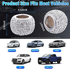 Kewucn 4 Pack Car Headrest Collars, Bling Auto Head Rest Collar Decor Rings, Crystal Diamond Vehicle Seat Collars Rings, Universal Car Interior Decoration Accessories for Most Cars (White)