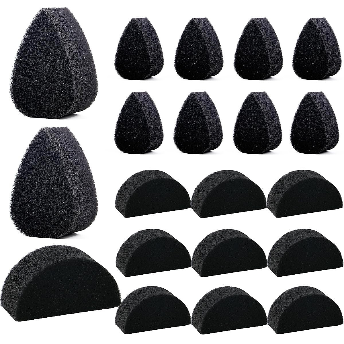 Bowitzki Face Paint Sponges Face Painting Black Sponges Petals High Density for Art Work and Body Paint (10 Petals + 10 Half Moon)