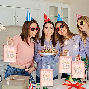Teling 18 Pcs Sweet 16 Party Favors Sweet 16th Birthday Gift Bags Sweet 16 Birthday Goodie Bags Candy Treat Bags with Handle Sweet 16 Birthday Decorations for 16th Birthday Party Supplies(Rose Gold)