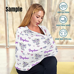 Personalized Woodland Deer and Bear Baby Car Seat Covers with Name, Custom Nursing Cover Breastfeeding for Babies, Carseat Canopy for Girls and Boys, Infant Stroller Cover, Breathable Carseats Cover