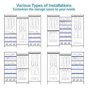 VIPEK S3 Freestanding Clothes Rack Heavy Duty Garment Rack 6-Tier Shoe Racks Closet Storage Organizer Large Wardrobe, Hanging Rod, Adjustable Metal Shelf, 68.9" L x 15.7" W x 76.4" H, White