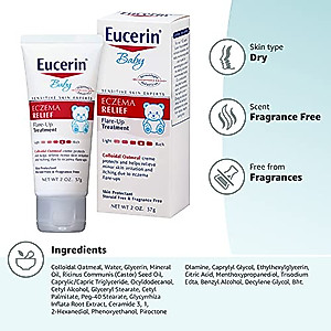 Eucerin Baby Eczema Relief Flare-Up Treatment, Baby Eczema Cream with Colloidal Oatmeal, 2 Oz Tube