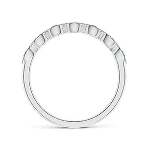 Angara Natural 0.12 ct Enhanced Blue Diamond and 0.09 ct Diamond Non Eternity Ring in 14K White Gold for Women (Grade- AA | Size- 1.9mm) | 0 Birthstone, Birthday, Anniversary Jewelry Gift for Women