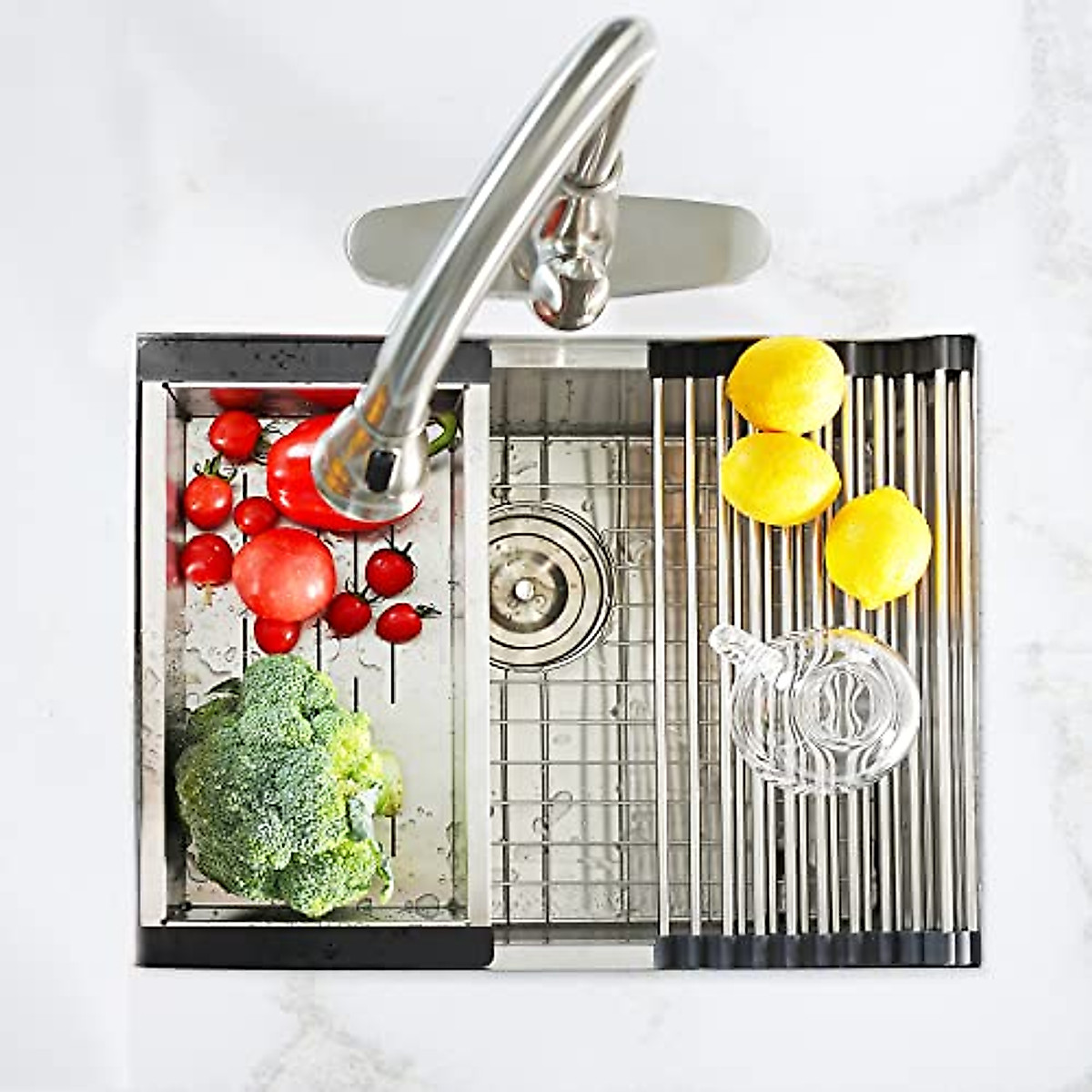 Homtone 22x18 Inch Workstation Kitchen Sink Undermount, Stainless Steel 10" Deep Single Bowl Sink, Workstation Sink with Accessories