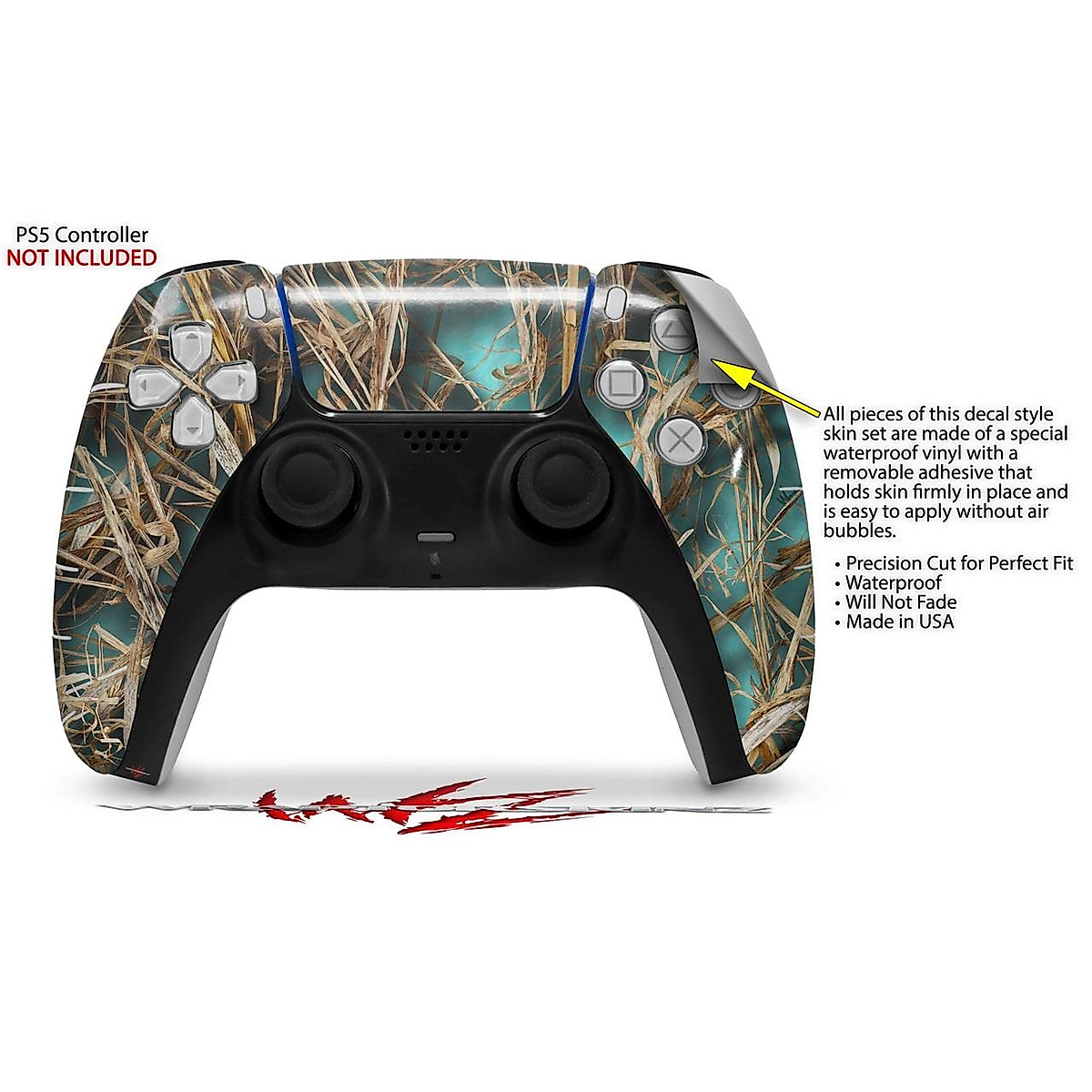WraptorSkinz Skin Wrap compatible with Sony PS5 DualSense Controller WraptorCamo Grassy Marsh Camo Neon Teal (CONTROLLER NOT INCLUDED)