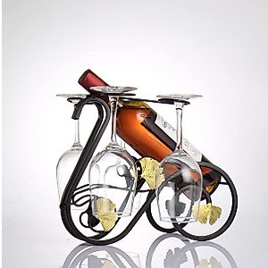 Homya Wine Rack - Under Cabinet Goblet Wine Bottle Holder Glass Storage Rack Metal Storage Rack for Easy Access and Storage of Wine Glasses Black Swan 4 Glasses + 1 Bottle