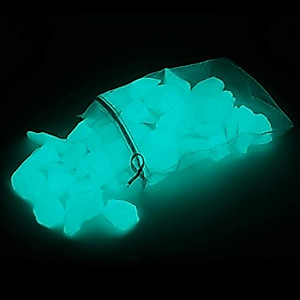 Glow in The Dark Fire Glass Gravel Stones Rocks for Fire Pit Use Fish Tank Aquarium Garden Decoration,2-4cm,680g/1.5lb (Aqua)