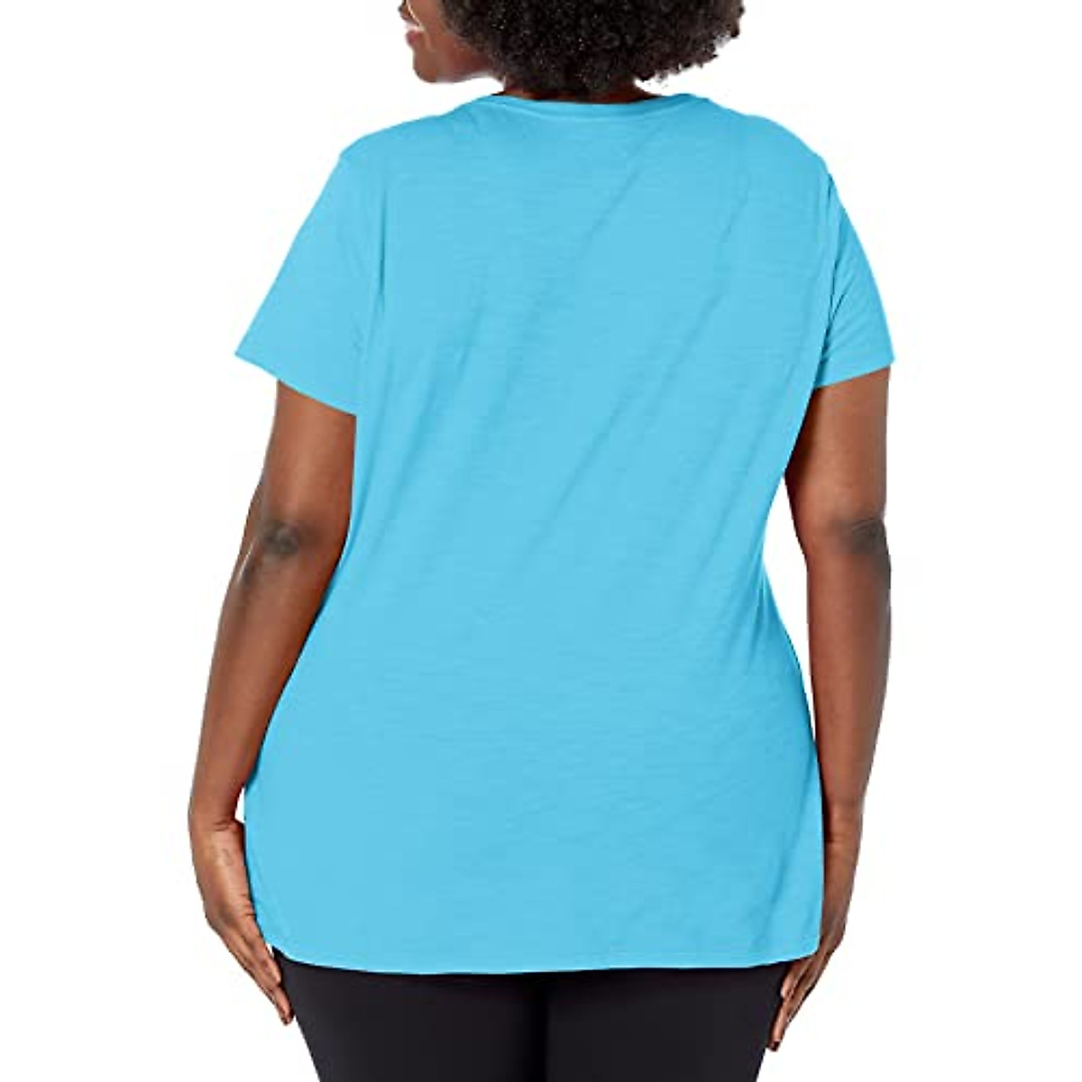 JUST MY SIZE womens Slub Jersey Short Sleeve Shirred V-neck T-shirt fashion t shirts, Process Blue, 2X US