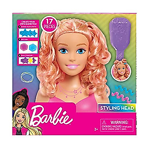 Barbie Small Styling Head, Blonde Hair, 17-pieces, Pretend Play, Kids Toys for Ages 3 Up by Just Play