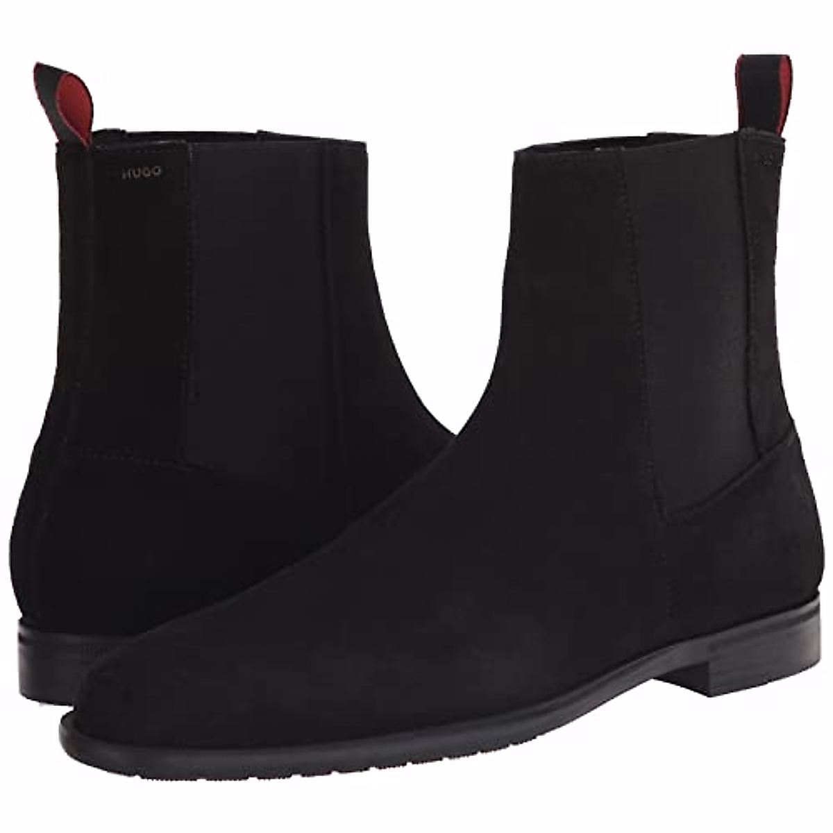 HUGO Mens Smooth Suede Pull On Chelsea Boot Hunting Shoe, Black Oil, 7.5 US