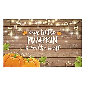 Allenjoy Pumpkin Rustic Wood Baby Shower Backdrop Autumn Our Little Pumpkin Boy Girl is On The Way Welcome Party Decorations Baby is Brewing Theme Cake Table Banner Background Photo Booth Props