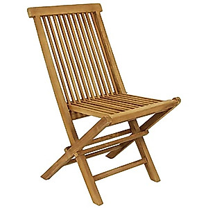 Sunnydaze Hyannis Solid Teak Outdoor Folding Dining Chair - Light Wood Stain Finish - Patio, Deck, Lawn, Garden, Terrace or Backyard Spare Seat - 1 Chair