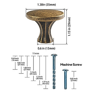 Goo-Ki Kitchen Cabinet Knobs Vintage Brass,6-Pack Zinc Alloy Drawer Knobs Dresser Pulls Single Hole,Antique Brass Drawer Furniture Knobs for Dresser Drawers 1011-GT-DAN