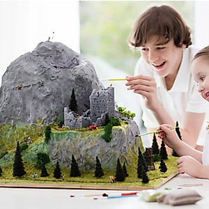 Nuanchu 9 Pack Scenery Basing Material Kit for Miniatures Model Stone, Grass Cashmere Powder, Dry Grass Mixed Model Grass Powder Green Micro Landscape Building Miniatures Fake Grass Fairy Garden