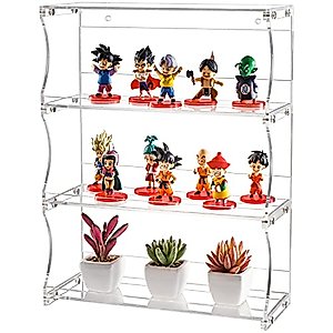 MyGift Clear Acrylic Shelves, Wall Mounted 3 Tier Floating Display Rack, Clear Hanging Shelves, Plastic Shelving