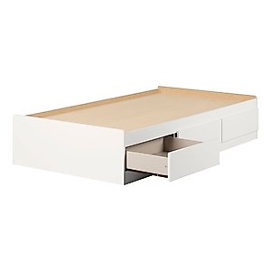 South Shore 10574 Pure White Twin Mates Bed with 3 Drawers