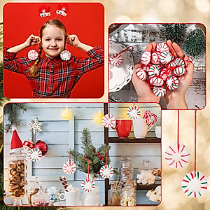 Yuxung 24 Pieces Christmas Peppermint Felt Ornaments Christmas Tree Hanging Peppermint Candy Mini Decorations for Home Party Favors Crafts Holiday Winter