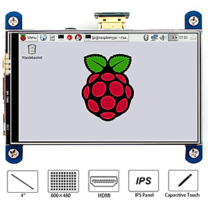waveshare 4 inch HDMI LCD IPS Display 800x480 Resolution Resistive Touch Screen HDMI Interface for Raspberry Pi 4B/3B+/3B/2B/B+/A+/Zero W,Support Raspbian/Ubuntu/Kali/Retropie