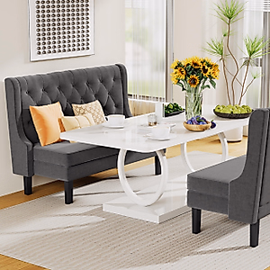 Andeworld Modern Loveseat Settee Button Tufted Sofa Couch Upholstered Banquette Dining Bench Living Room Funiture,Grey