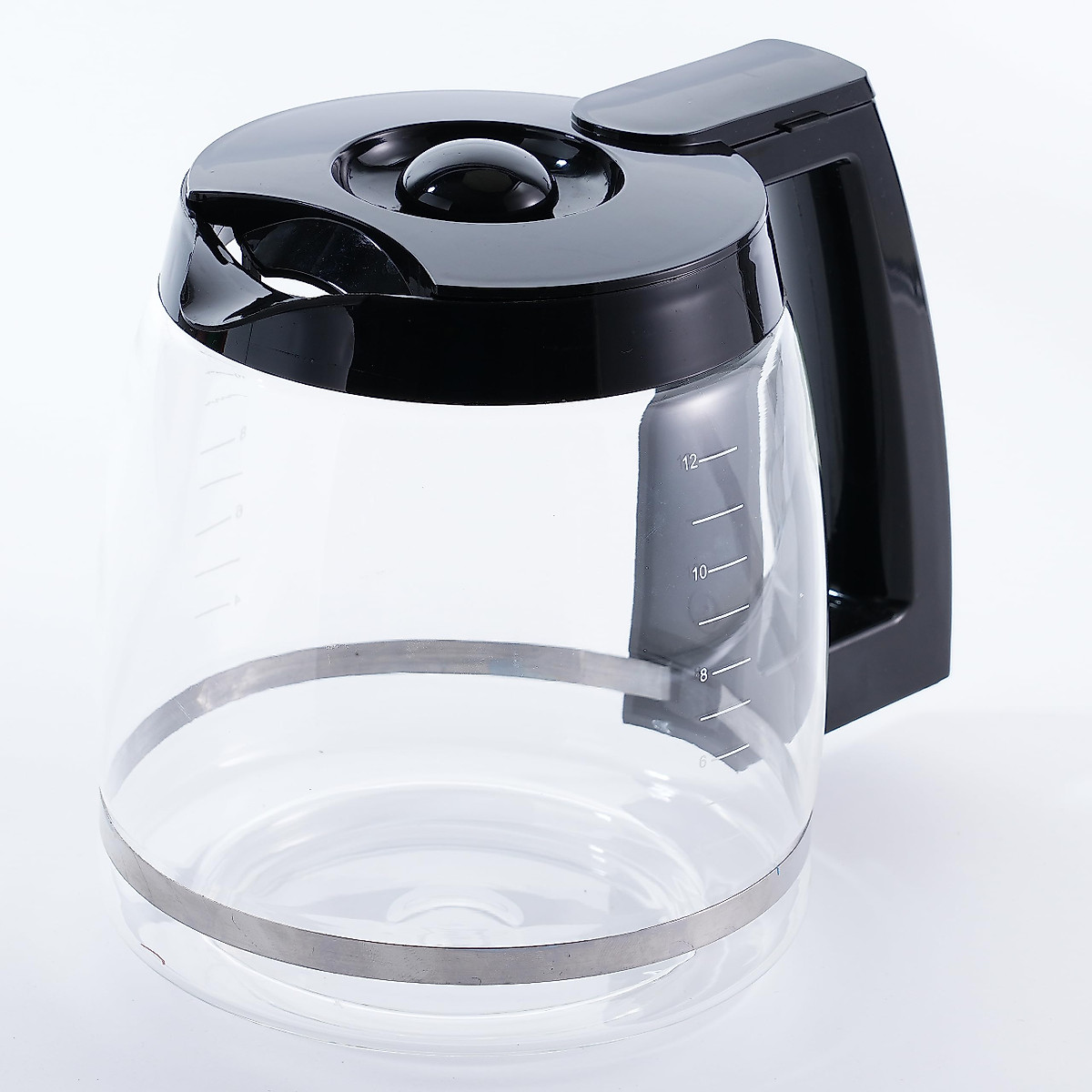 Replacement 12-Cup Glass Carafe, Compatible with Cuisinart Coffee Maker, Replaces DCC-1200PRC (Decorative Stainless-steel Handle)