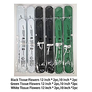 Paper Flower Tissue Pom Poms Party Supplies (black,green,white,12pc)