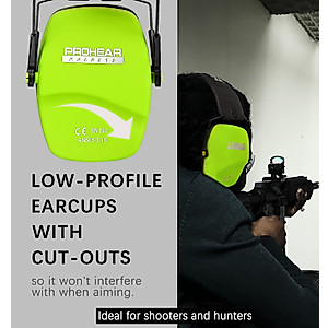 PROHEAR 016 Shooting Ear Protection Earmuffs 2 Pack, NRR 26dB for Gun Range, Hunting - Fruit Green and Orange