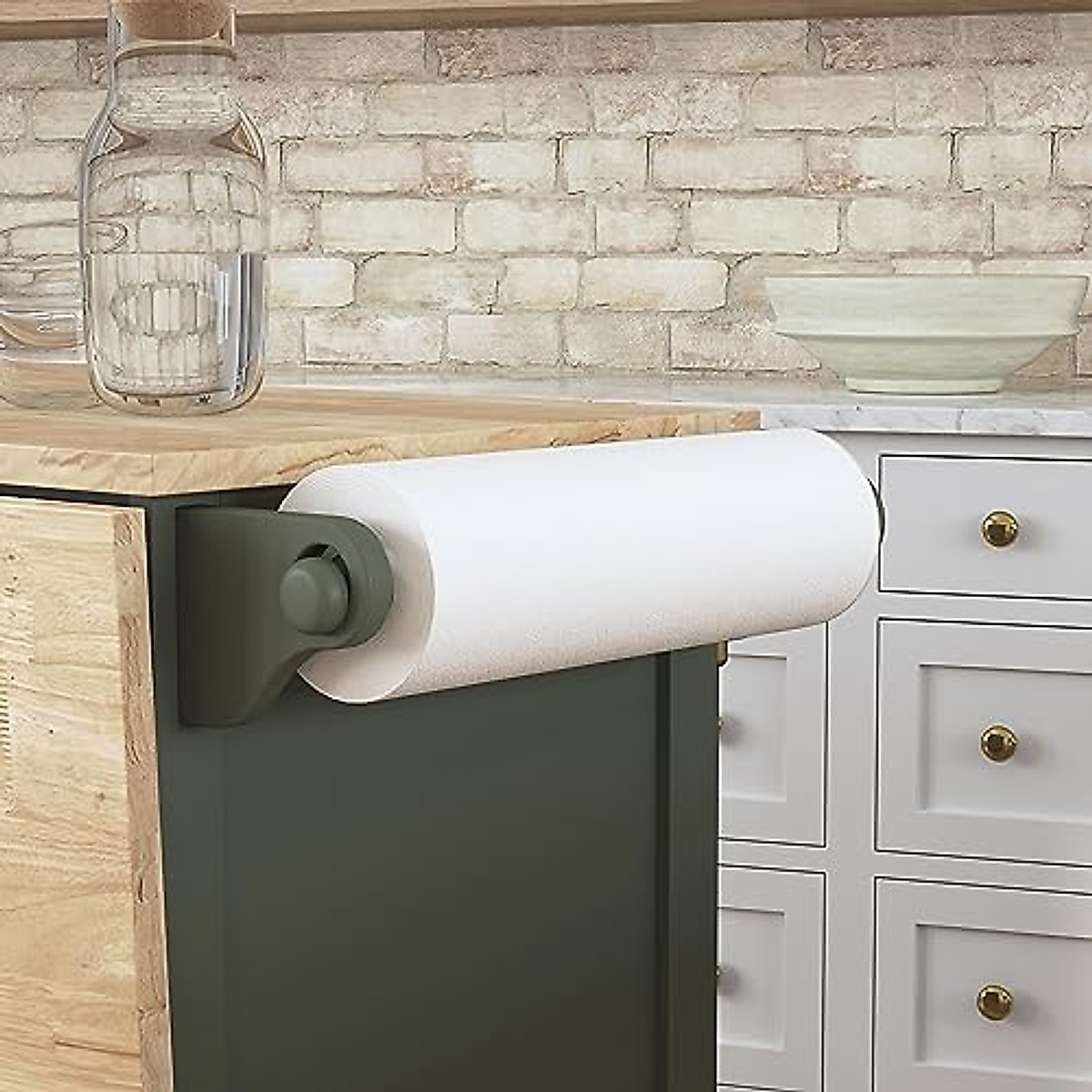 Homestyles Mobile Kitchen Island Cart with Wood Top and Dropleaf Breakfast Bar, 18" D x 53.5" W x 36" H, Green