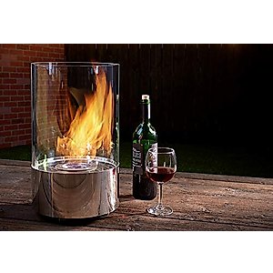 Sharper Image Tabletop Round Fireplace Silver