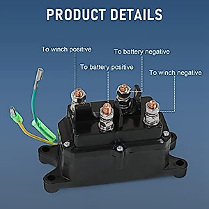 RADHLBNIU Winch Solenoid Relay Contactor 12v 250A, Compatible with Polaris Honda Warn and ATV UTV Boat 4X4 Vehicles 1500-5000lbs, Replace 63070