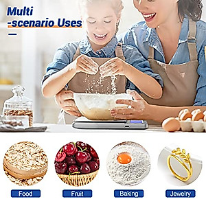 Kitchen Food Scale, Rechargeable Scale for Food Ounces and Grams, High Precision Digital Scale Used for Baking, Coffee Making, with LCD Display and 2 Trays