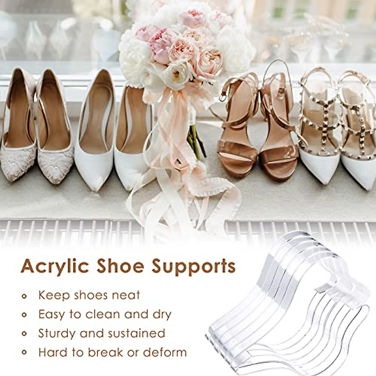 Patelai Acrylic Display Sandal Clear Shoes Display Insert Acrylic Shoe Display Stand for Women Shoe Display Home Retail Shop (30 Pcs)