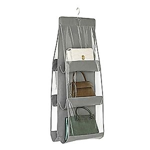 GINGA Hanging Storage Bag Purse Handbag Organizer, The Door Clost Hanging Storage Bag with 6 Pockets Width Pockets for Handbags Purses Clothing Homewares and Accessories