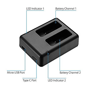 Powerextra Dual Battery Charger with Micro USB Cable for GoPro HERO8 Black GoPro HERO7 Black GoPro HERO6 Black GoPro HERO5, HERO5 Black GoPro Hero 2018