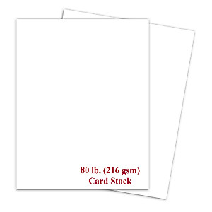White Thick Paper Cardstock - for Business Card, Art, Invitations, Stationary Printing | 80 lb Card Stock | 8.5 x 11 inch | Heavy Weight Cover Stock (216 gsm) | 8 1/2 x 11 | 50 Sheets Per Pack