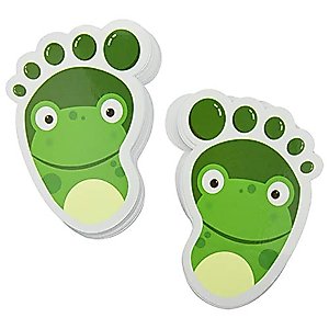 Bluecell 15-Pairs Cartoon Animals Guide Self-Adhesive Footprints Stickers Floor Decals for Room Party Nursery Floor Stairs Decor (Frog (Green))