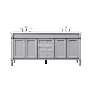Elegant Decor Indoor Modern Under Sink Bathroom Fixtures Storage Organizer Cabinet 72 inch Double Bathroom Vanity - Grey