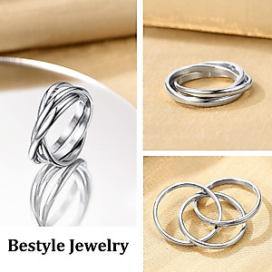 Bestyle Minimalist Stackable Cross Rings Stainless Steel Rings Dainty Infinity Interlocking Promise Ring for Friendship/Engagement/Wedding/Family, Size 10