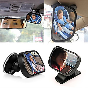 Baby Car Mirror, Universal Baby Rear View Mirror for Car Seat Backseat Mirror Rear Facing Car Seat Mirrors with Suction Cup and Clip, 360°Safety Adjustable Car Mirror for Infant, Newborn By Liangxiang