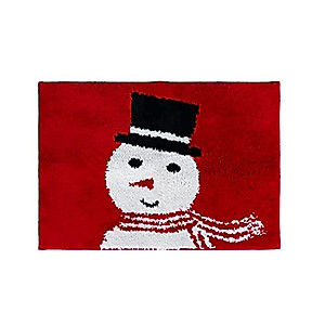 Indecor Home 17-Piece Snowman Christmas Holiday Bathroom Decoration Accessory Set | Bath Rug/Mat | Resin Soap/Lotion Pump Dispenser | Shower Curtain | 12 Resin Hooks | 2 Hand Towels | Gift Box Set
