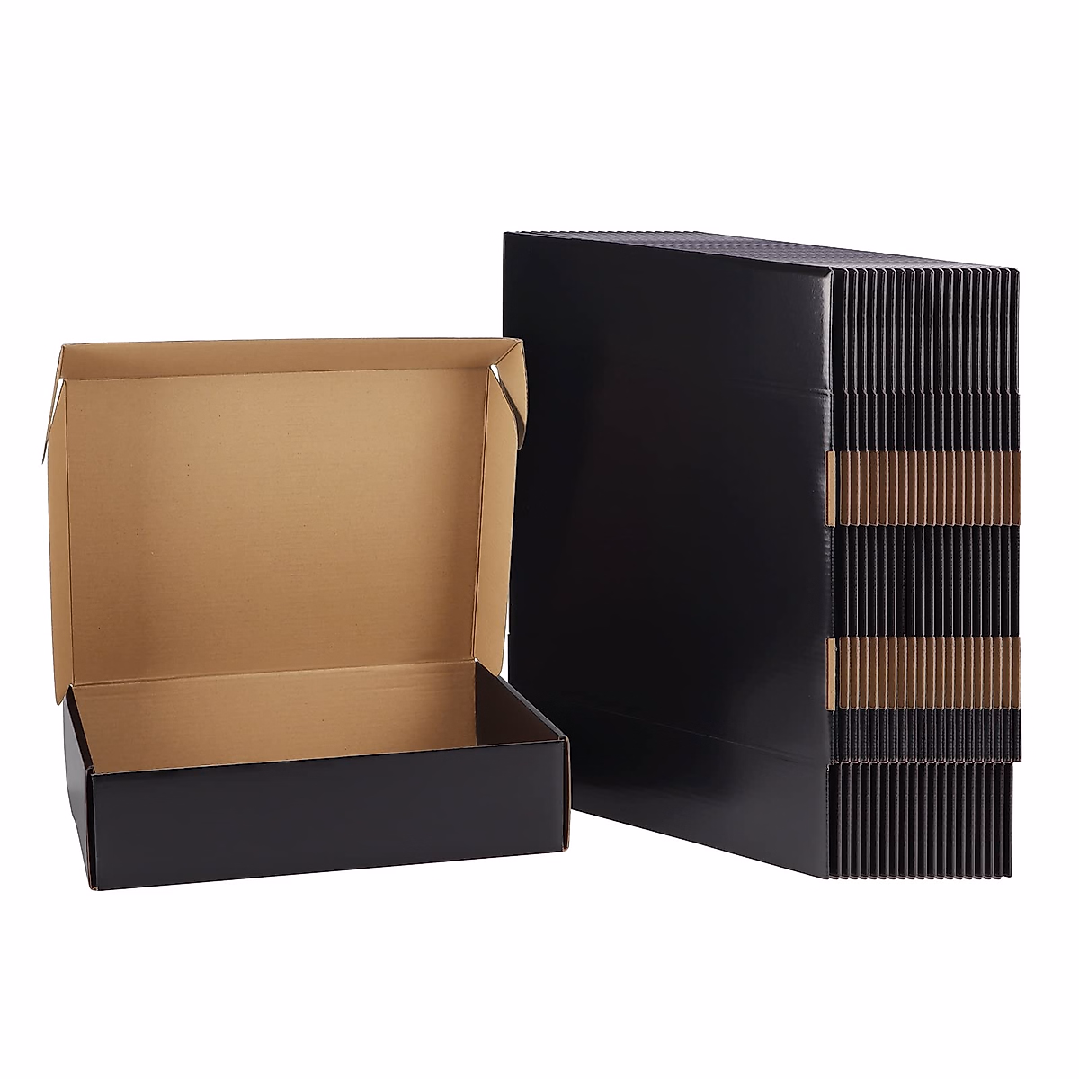 EXYGLO Shipping Cardboard Boxes for Small Business, Packing and Mailing, 12x9x3 - Pack of 20, Black